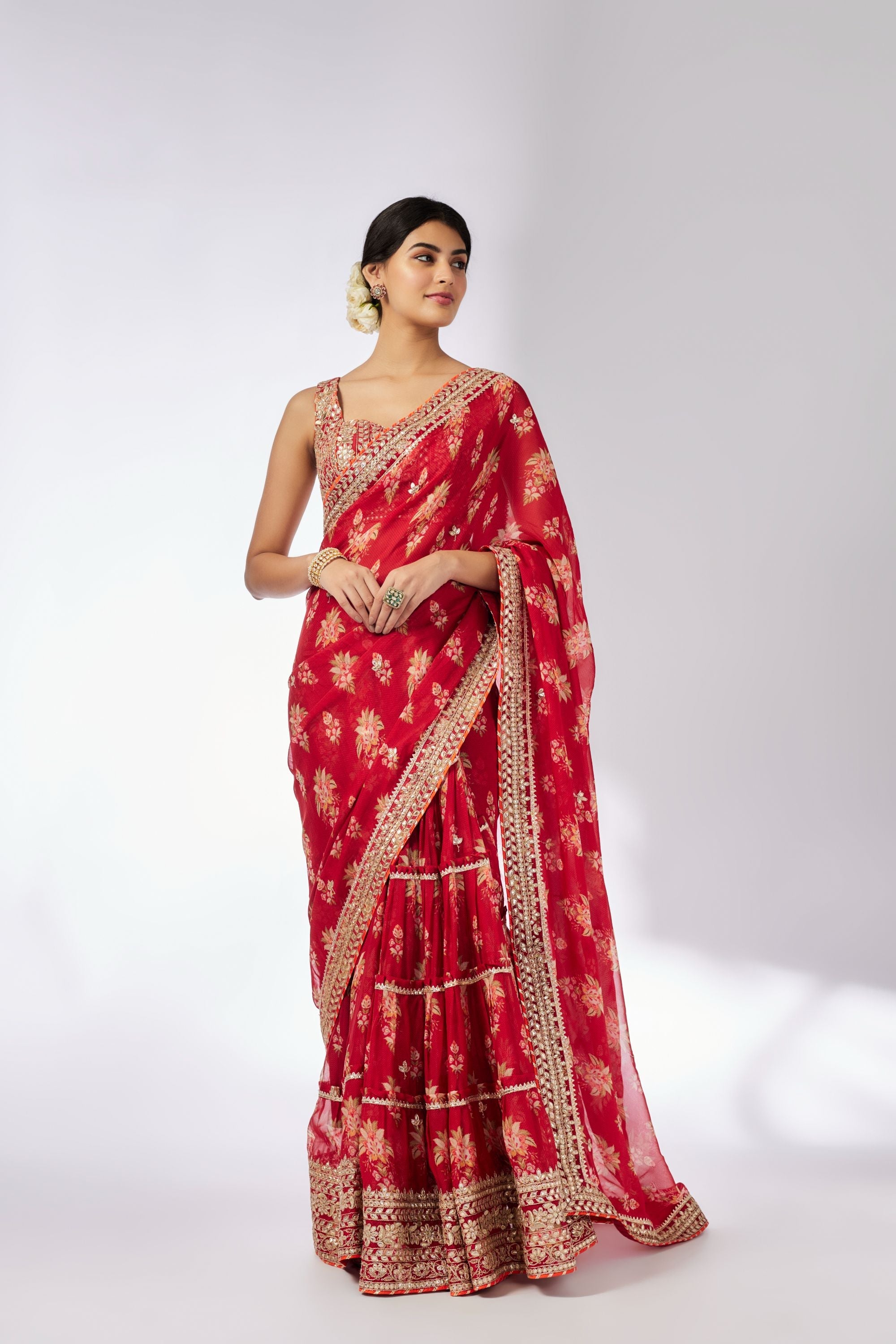 Mahira Red Saree Set