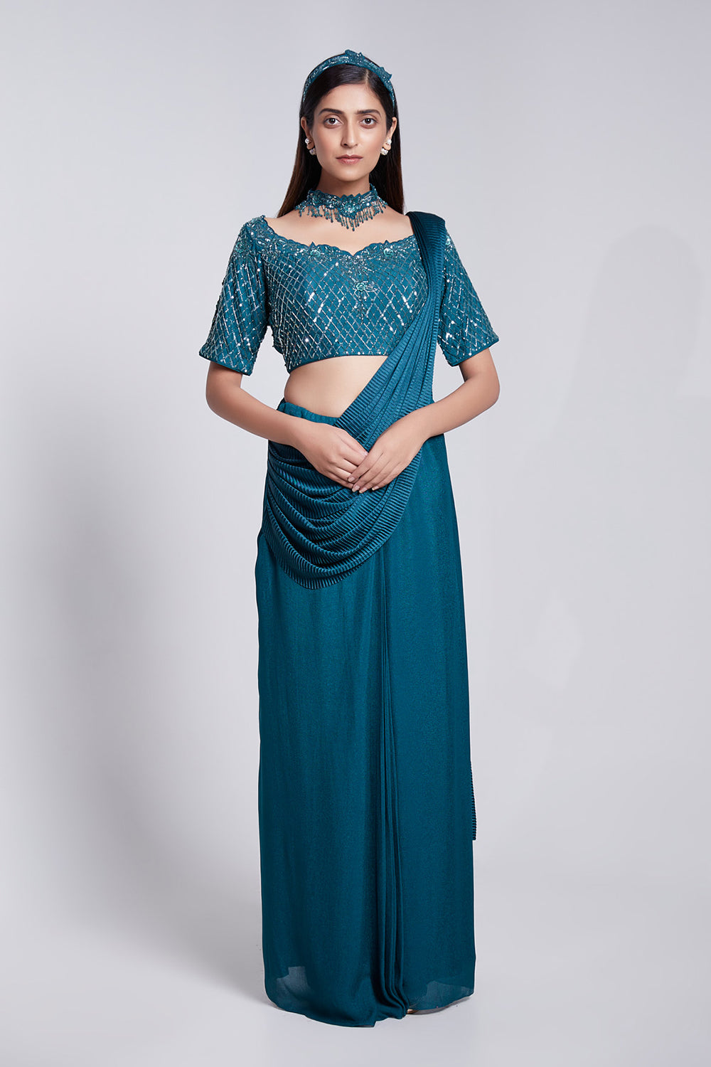 Pre Drape Saree