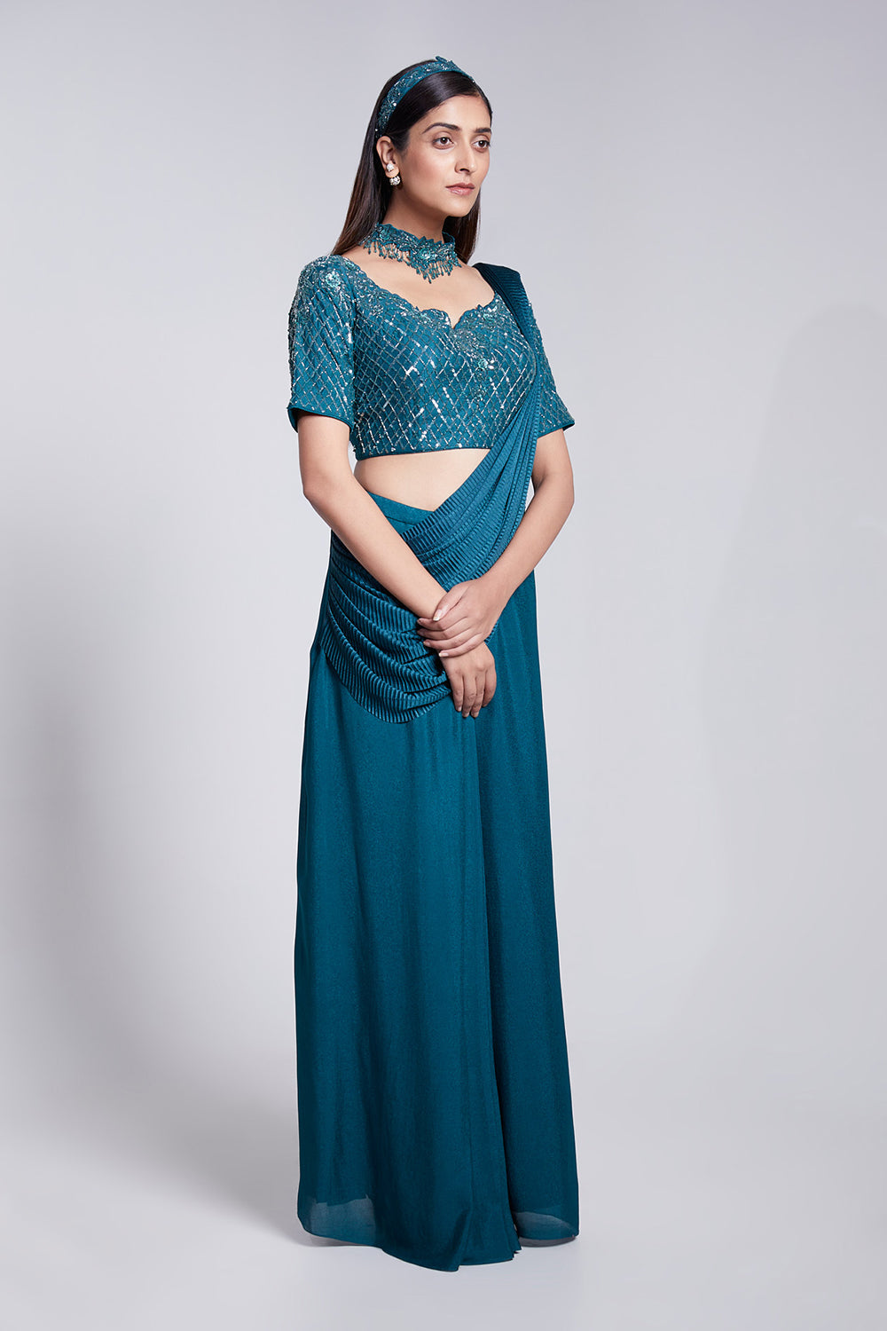 Pre Drape Saree
